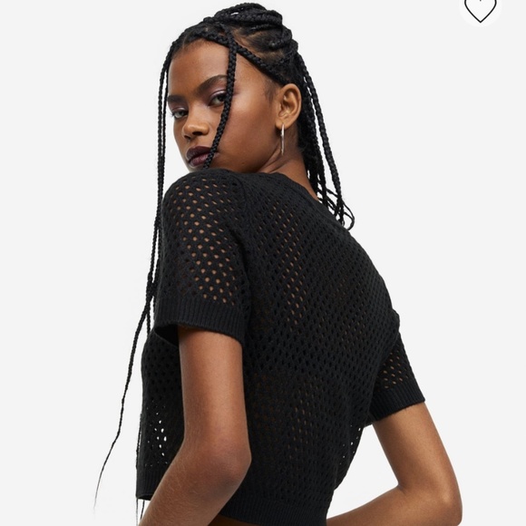 H&M | Tops | Nwt Hm Crochet Black Crop Top Xs | Poshmark